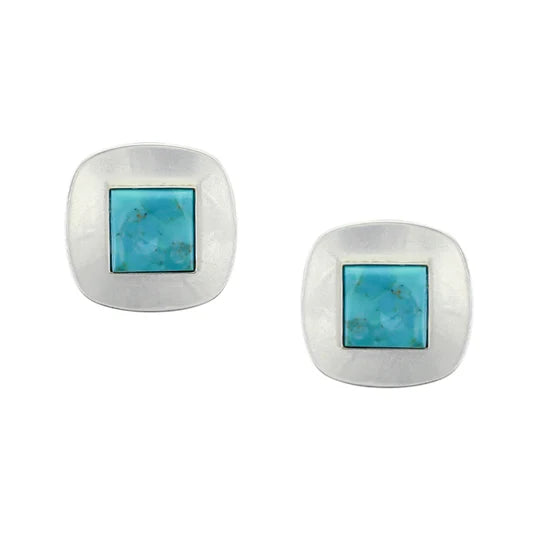 Medium Silver Rounded Square with Turquoise Clip – In Full Swing