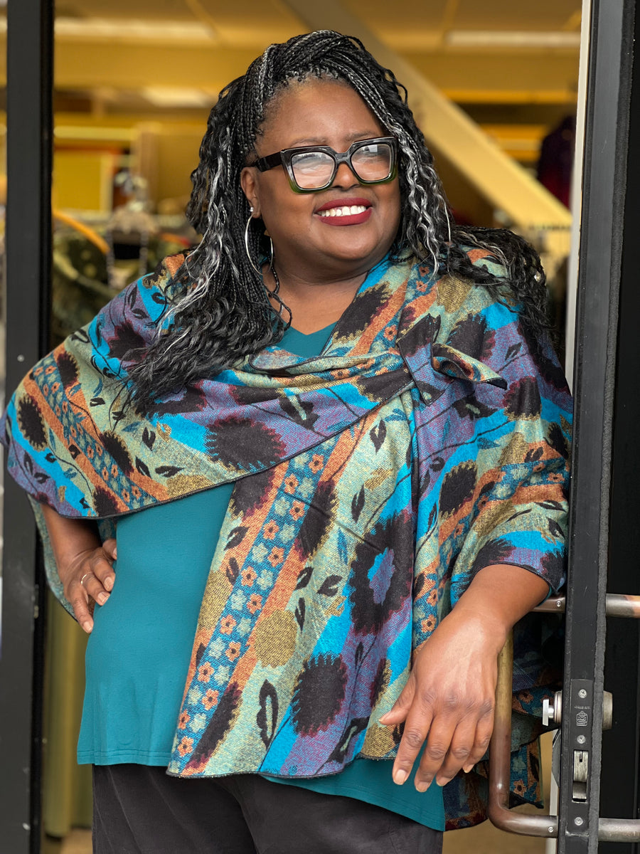 Rapti Cashmere Reversible Buckle Shawl #52-Turquoise – In Full Swing