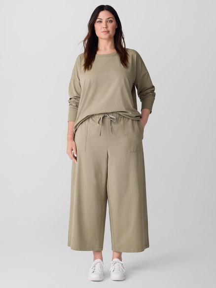 Eileen Fisher Pima Cotton Stretch Jersey Wide Leg Pant-Twig – In Full Swing